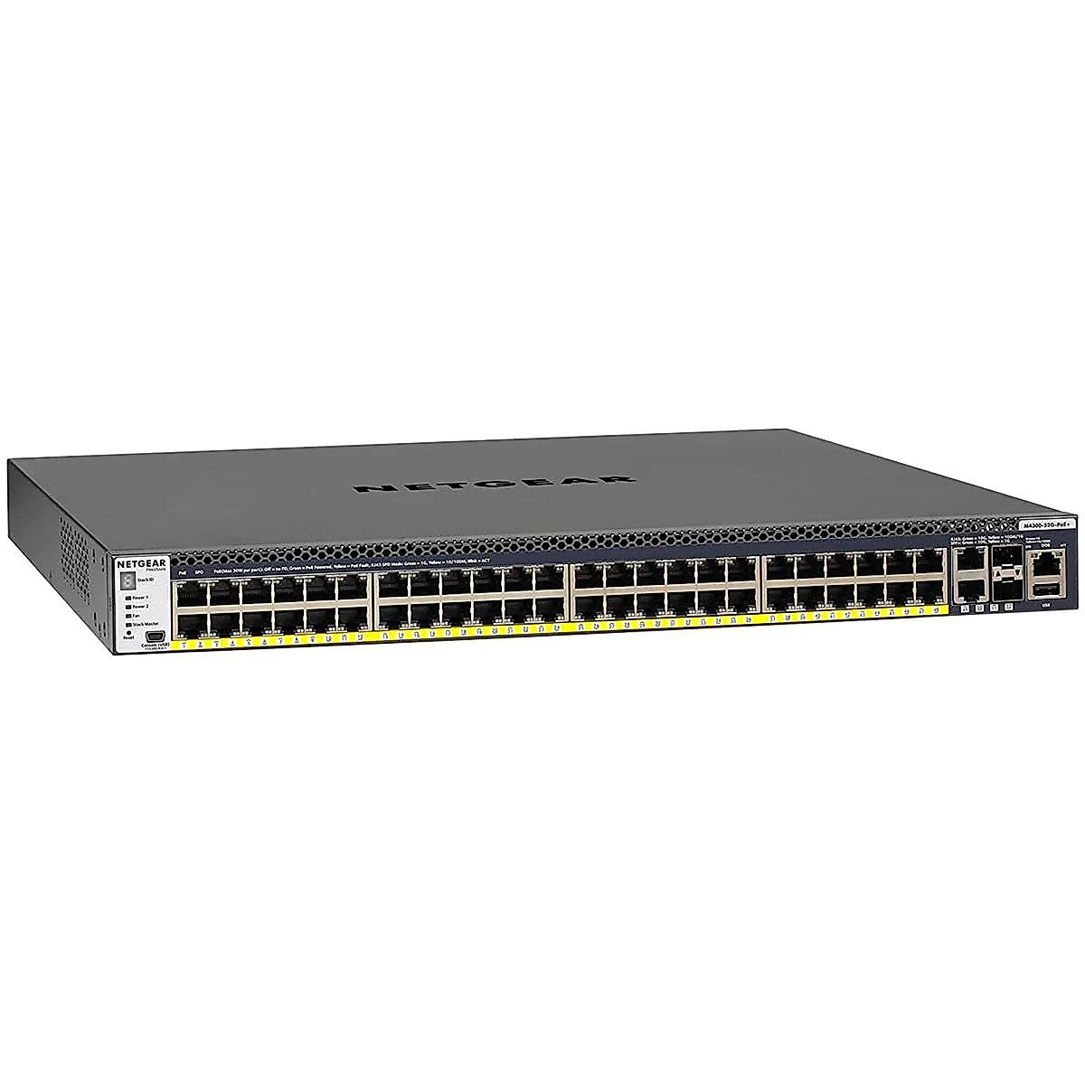 NETGEAR GSM4352PB-100NES 48-Port Fully Managed Switch M4300-52G-PoE+ 48x1G PoE+, 2x10GBASE-T, 2xSFP+, Stackable, 1000W PSU, ProSAFE Lifetime Protection