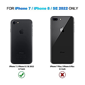 Nvollnoe for iPhone SE Case 2022/iPhone SE 2020/7/8 Case with Card Holder Heavy Duty Protective Dual Layer Shockproof Hidden Card Slot Slim Wallet Case for iPhone SE 3rd/2nd/7/8-4.7''(Black)