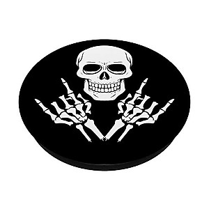 Rock Hands Skull Skeleton On Black Background PopSockets PopGrip: Swappable Grip for Phones & Tablets