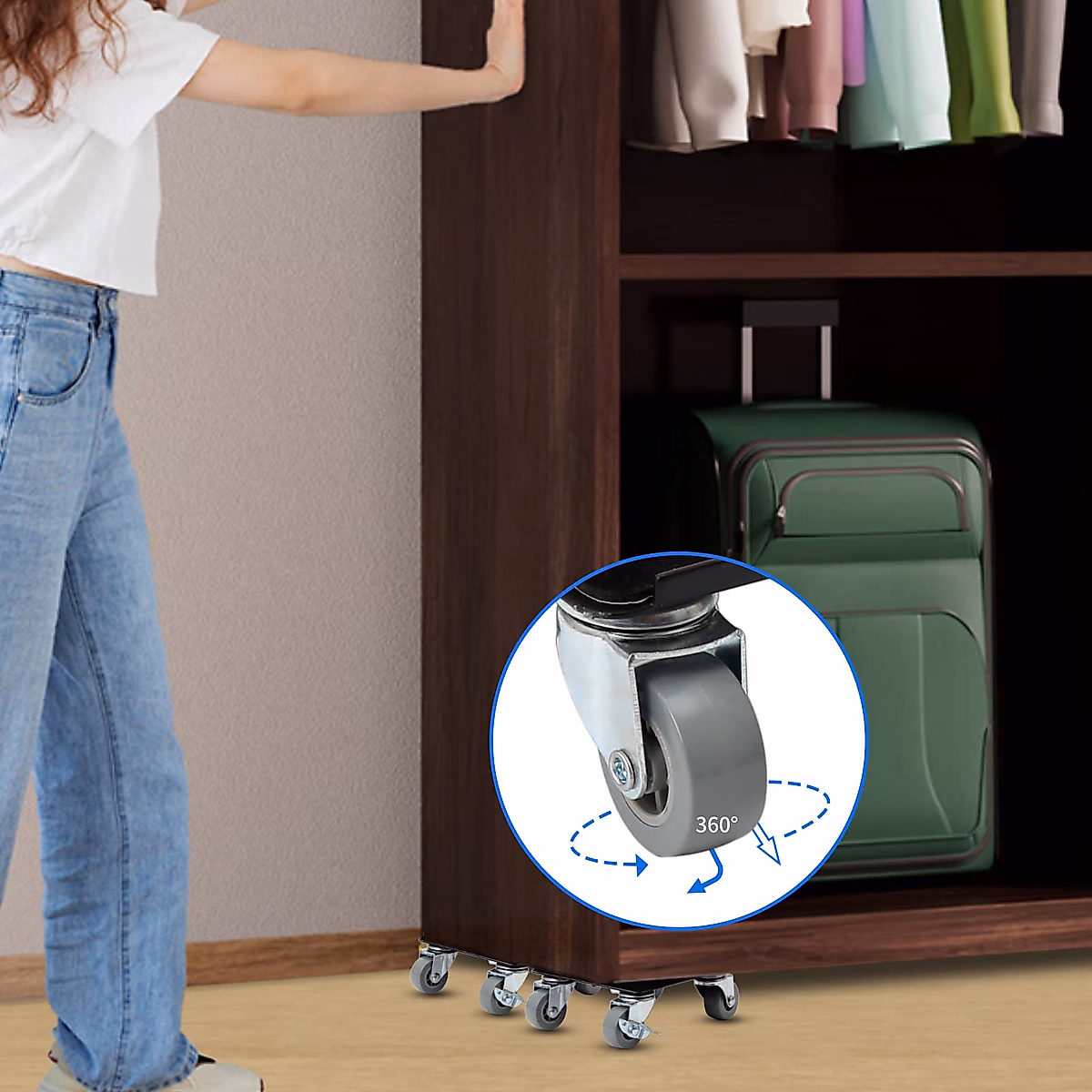 WEPUMP Furniture Movers with Wheels & Furniture Lifter Set, 360° Rotation Wheels Double Bearing Roller Mute+Smooth，Easy to Moving Heavy Furniture Load Capacity 880 Lbs