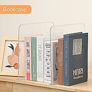 Fixwal 8pcs Acrylic Shelf Dividers, Clear Shelf Divider for Closets, Plastic Shelve Divider for Clothes Separators, Wood Shelves Organizer for Bedroom, Kitchen, Office, Cabinets, Bathroom