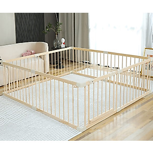 Baby Playpen Play Pen Play Fence Yards Wooden Large,Playpens for Babies and Toddlers Kids Indoor,Baby Play Yards Gym Area,Baby Day Care Play Pin(180x200x61 cm)