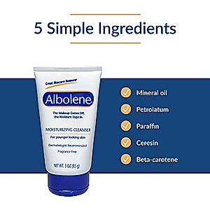 Albolene Face Moisturizer and Makeup Remover, Facial Cleanser and Cleansing Balm, Fragrance Free Cream, 3 Fl Oz (3 Pack)