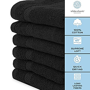 White Classic Luxury Hand Towels | 6 Pack Luxury Cotton Washcloths | 12 Pack Bundle (Gray)