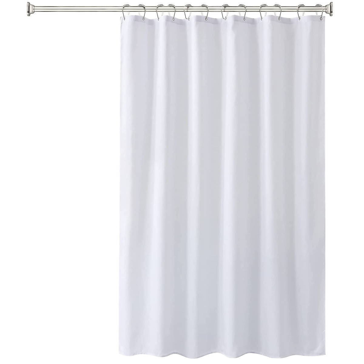 Splash Home Oblo Decorative Shower Curtain Hooks, Roller Rings & Rust-Resistant Metal, Rolling Curtain Hook, for Bathroom Rod and Curtain Hangers, Set of 12 - Satin Nickel