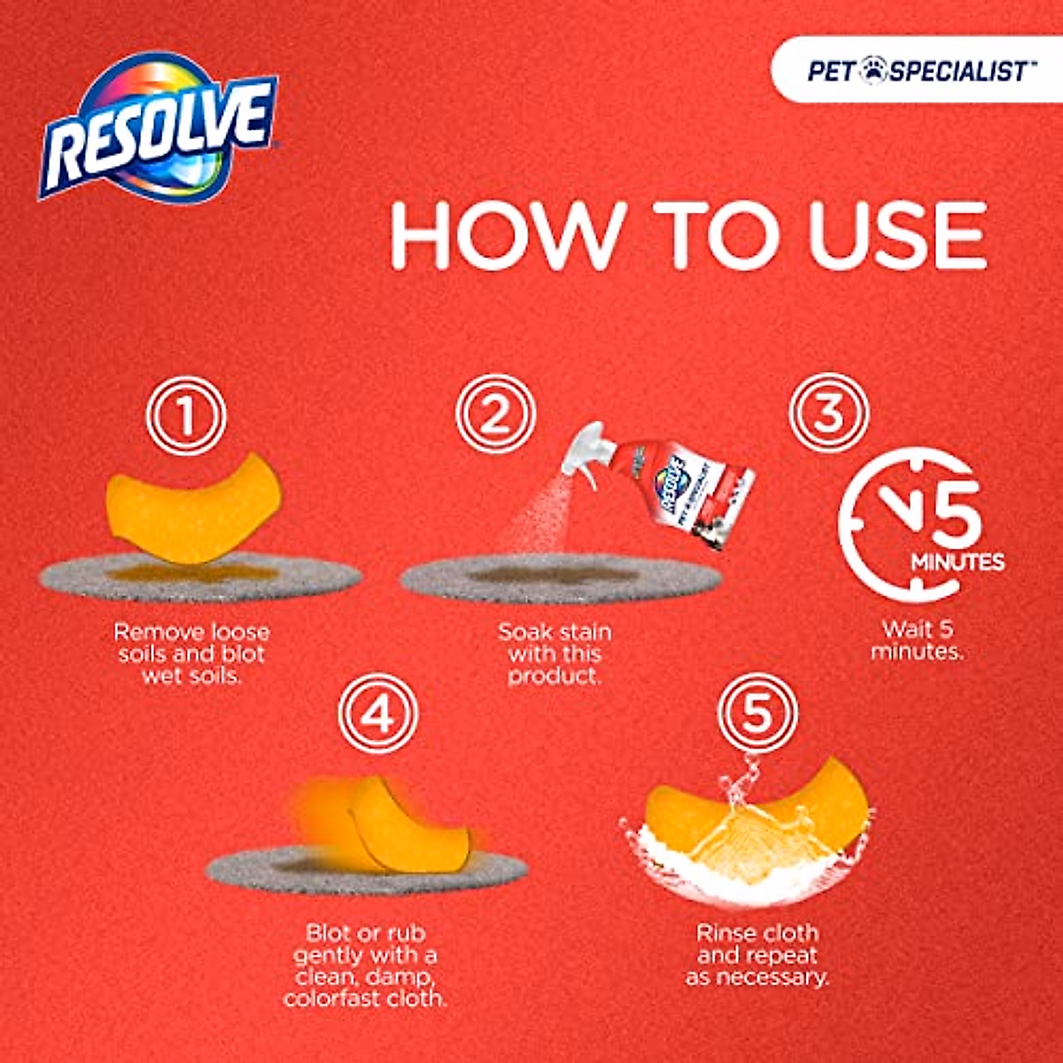 Resolve Pet Specialist Carpet Cleaner, Pet Stain and Odor Remover, Carpet Cleaner Spray, 32fl oz Spray & 60fl oz Refill