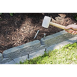 Emsco Group 2032HD Bedrocks Trim-Free Gray, 20 Feet – Natural Stacked Slate Design Garden Lawn Edging