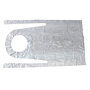 KingSeal Bib Style Disposable Poly Aprons, 28 by 46 Inches, Box of 100 Aprons, White