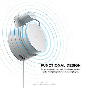 elago Google WiFi Wall Mount - Easy to Install/Move, No Screws Needed, Cable Management, Space Saving (Light Grey)