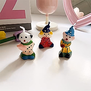 Clown Birthday Candles, Circus Carnival Themed Candles for Birthday Party Baby Shower Cake Cupcake Decorations - Set of 3