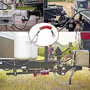 DPEI XUAN Breakaway Trailer Cable, Trailer Brake Cable, RV Stainless Steel Spring Towing Coiled Wire, Heavy Duty Steel Wire Extend to 6ft Coiled Safety Cables Strap for RV Towing Trailer