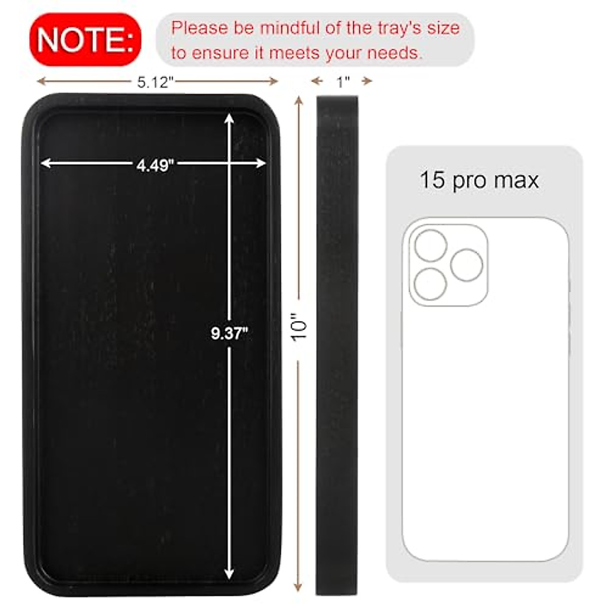 ALELION 10" Bathroom Vanity Tray for Counter - Wood Tray for Dresser Tops Perfume Jewelry Candle Key Catchall - Black Kitchen Countertop Organizer for Soap Dispenser and Sponge Holder