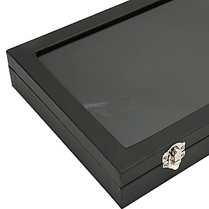 Dustproof Pin Display Case, 28x20x5cm Shadow Box Frame with Locking Buckle, Sponge Lining Medal Collection Display with Glass Door, for Enamel Pin, Badge, Military Medals, Beach Tags, Jewelry