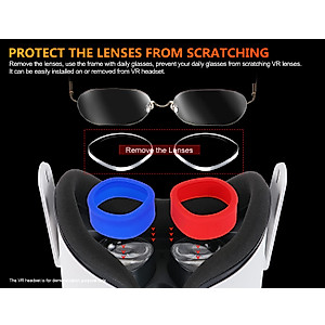 Customized Myopia Lenses Insert Compatible with Meta/Oculus Quest 2, Blue Light Blocking Lens with Silicone Protective Cover, Easy to Install & Remove, Anti-Fog Anti-Glare(Two Lenses, SPH:-4.75)