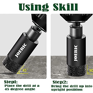 JOERIC 7 PCS Black Dry Diamond Drill Bit Set, for Granite Marble Tile Ceramic Stone Glass Hard Materials (Not for Wood) Round Shank with Size 1/4, 5/16, 3/8, 1/2, 9/16,5/8 inches