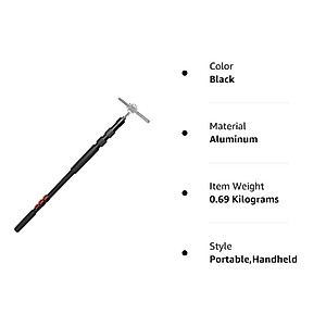 Portable Handheld Boom Pole for Shotgun Mic, 3-Section Extendable Microphone Arm for Filming with 3/8" and 5/8" Threads, 3ft to 8.3ft Adjustable Length