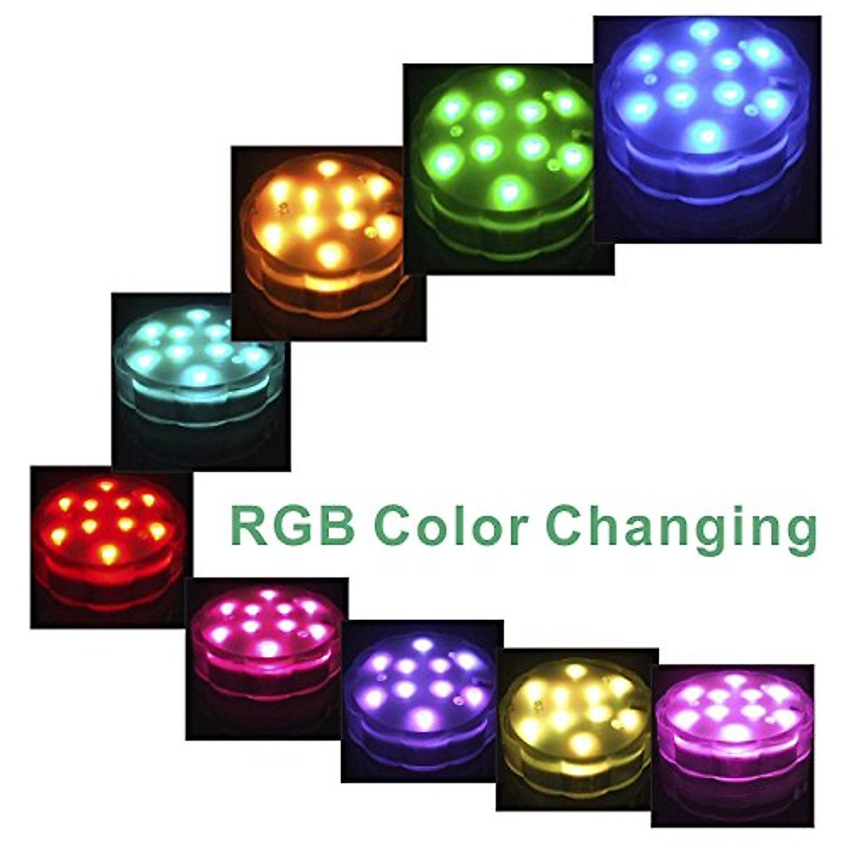 Tripop Waterproof LED Vase Light,Glass,RGB Color Changing and Batteries Operated Floral Lamp W/ Remote Control (4 Pack)