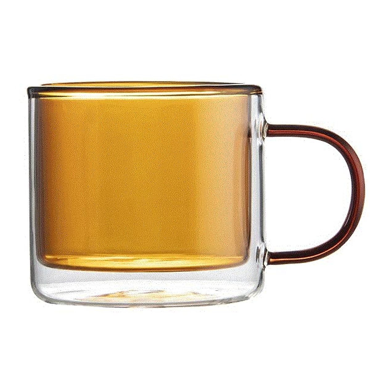 Colored Transparent Coffee Mug Heat-Resistant Colored Double Wall Insulated Glass Cup (Copper)