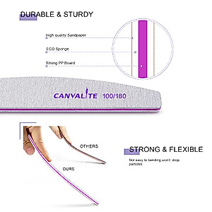 Canvalite 10 PCS Nail File Professional Nail Files Reusable Double Sided Emery Board(100/180 Grit) Nail Styling Tools for Home and Salon Use Christmas Gifts for Women