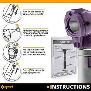 Cynamed Duplex Otoscope Set - Multi-Function Ear Scope for Ear & Eye Examination - Includes Zipper Case and Gift Box (Purple)