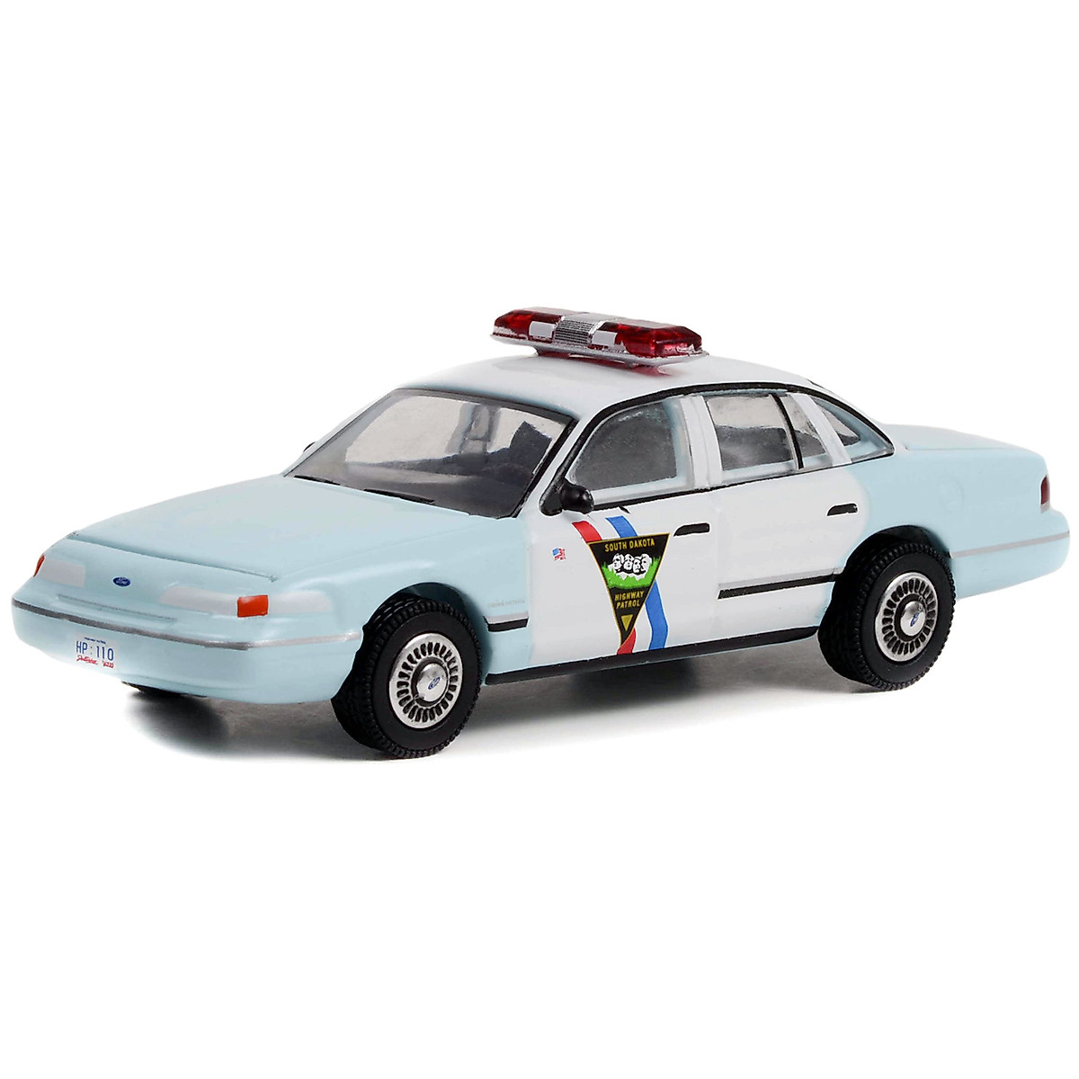 Toy Cars 1992 Crown Victoria Police Interceptor Light Blue & White South Dakota Highway Patrol Hot Pursuit 1/64 Diecast Model Car by Greenlight 43000 B