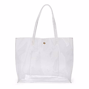 Dreubea Women's Clear PVC Tote Bag Shoulder Handbag from, Big Capacity Purse