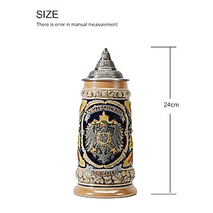 HAUCOZE Beer Stein Mug German Eagle Drinking Stanley Viking Tankard with Petwer Lid for Birthday Gifts Men Father Husband 0.8 Liter