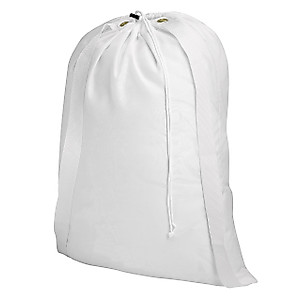 Handy Laundry Bag, White - 22" X 28" - Two Shoulder Straps for Easy Backpack Carrying and Drawstring Closure. These Nylon Laundry Bags Come in a Variety of Attractive Colors and Patterns.