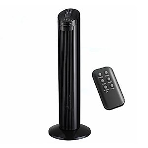 Simple Deluxe 32 Inch Electric Oscillating Tower Fan with Remote Control for Indoor, Bedroom and Home Office, Black