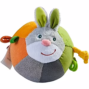 HABA Bunny Ball with Crinkle Ears, Textured Fabric and Rattling Effects
