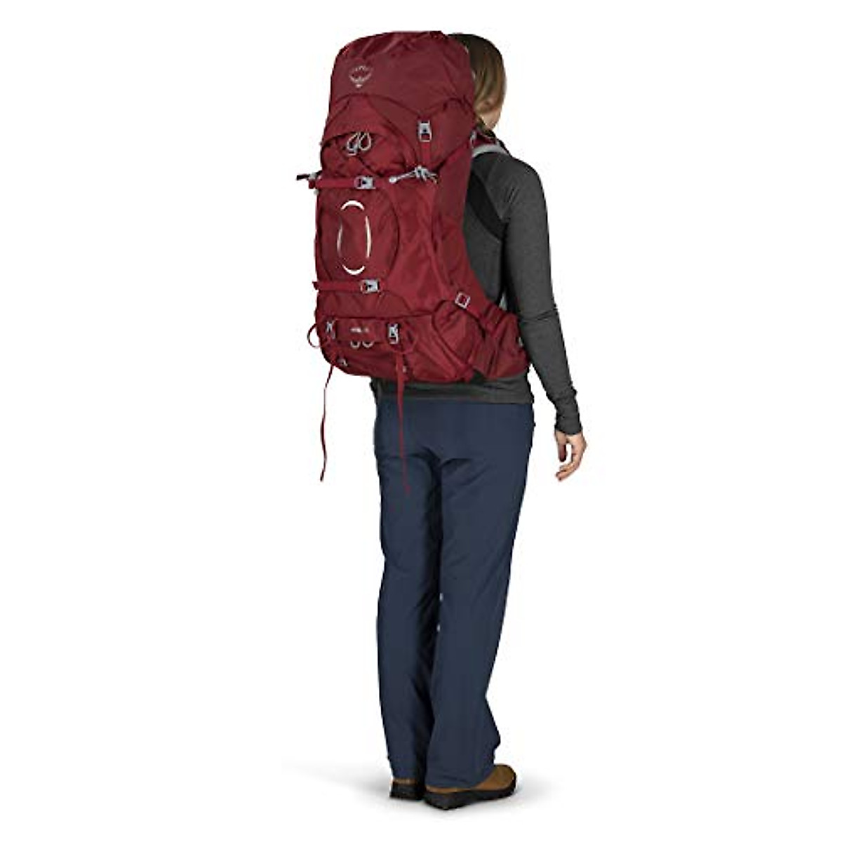 Osprey Ariel 55L Women's Backpacking Backpack, Claret Red, WXS/S