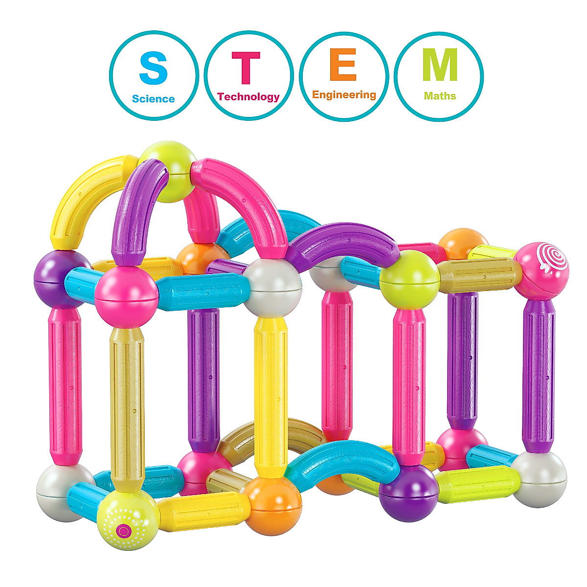 Contixo Kids Magnet Toys - ST1 150 PCs Magnetic Tiles, 3D Building Blocks, STEM Construction Creativity, Imagination, Recreational, Educational Block for Children Toddler Kids Ages 4-8