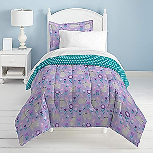 dream FACTORY Cat Garden Comforter Set, Twin, Gray,2A862601GY