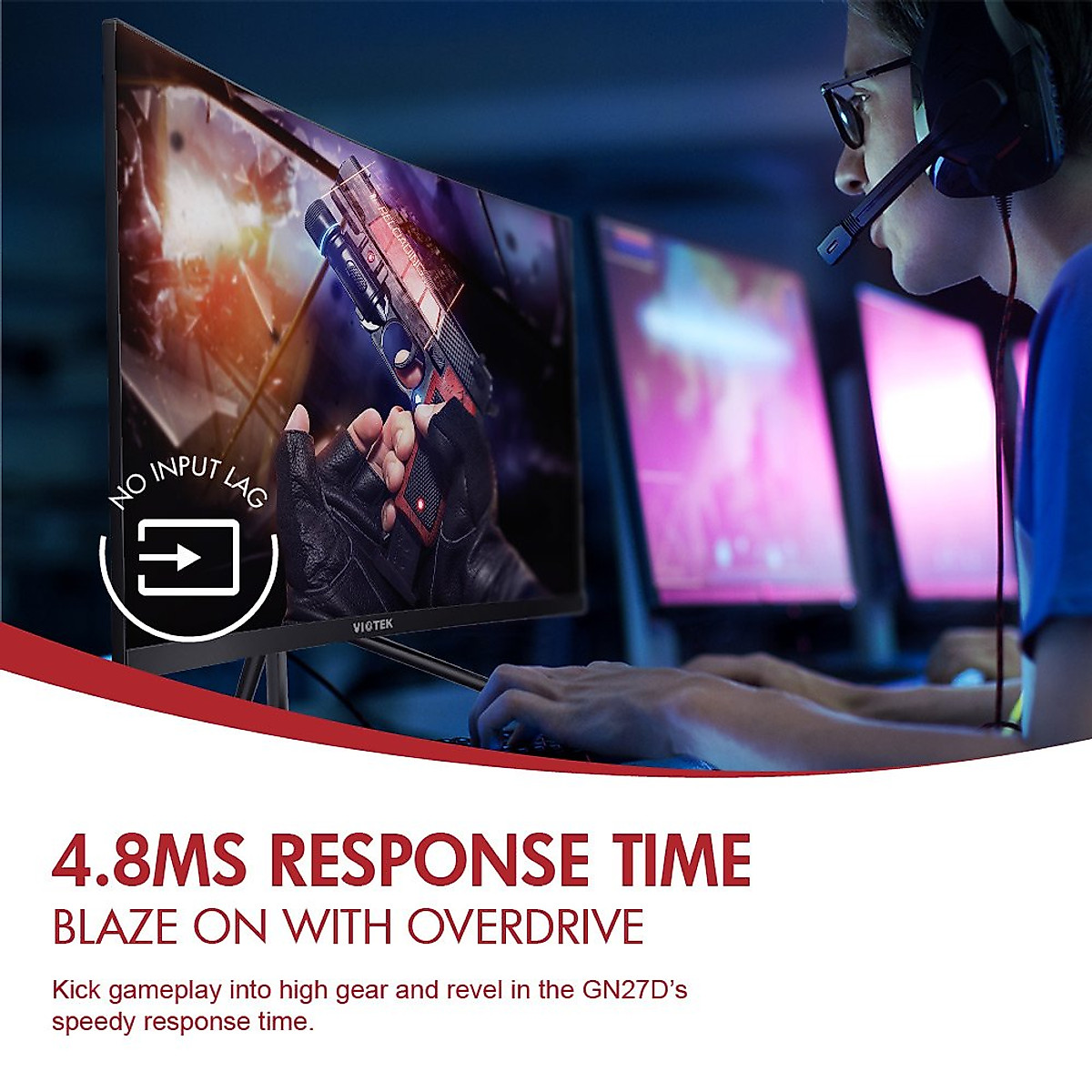VIOTEK GN27D 27 Inch 1440p 144hz Curved Computer Gaming Monitor Samsung VA Panel Freesync FPS RTS Optimized