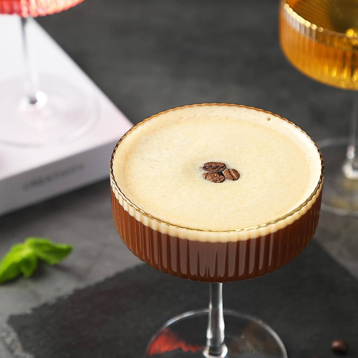 VIFVOR Coupe Glasses Set of 6, Cocktail Glasses 10 oz Classic Old Styling Martini Glass Set with Gift Box Packaging Elegant Hand Blown Martini Glasses for Cocktail, Champagne, Bar and Gift