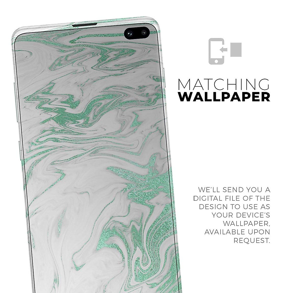 DesignSkinz Mint Marble & Digital Gold Foil V8 Protective Vinyl Decal Wrap Skin Cover Compatible with The Samsung Galaxy S20 (Screen Trim & Back Glass Skin)