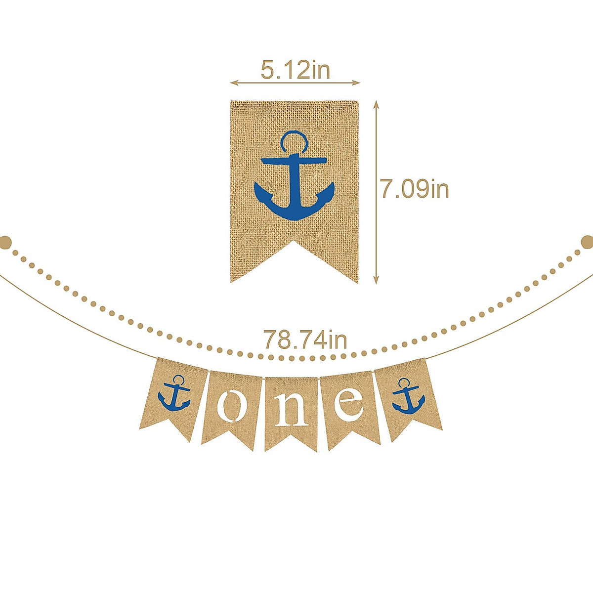 Rainlemon Nautical Boy 1st Birthday High Chair Banner Anchor Sailor One Highchair Bunting Garland Decoration