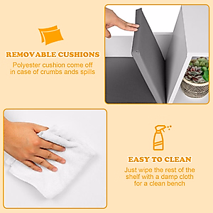 NACHES Kids Bookshelf with Reading Nook for Kids Room, 6-Cubby Bookcases with Bench Seat Cushion Thick Wood Board, Multi-Purpose Toys Storage Organizer for Toddler Nursery, Bedroom, Play Room (White)