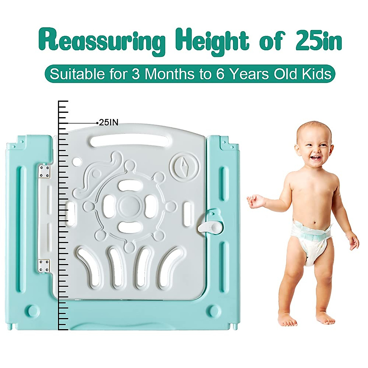 Albott Baby Fence Foldable Toddler Playpen Kids Safety Play Center Yard Baby Playpen, Adjustable Shape, Portable Design for Indoor Outdoor Use(18 Panels)