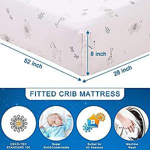 Wowelife Crib Bedding Set Gray, Premium 3-Piece Baby Bedding Set Elephant, Nursery Bedding Set, Breathable and Soft for Baby Boy and Girl