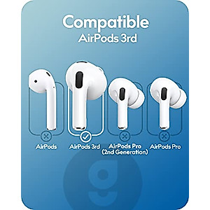 Gcioii 3 Pairs AirPods 3 Ear Hooks Covers [Added Storage Pouch] Anti Slip Wings Ear Covers, Grip Tips Accessories Compatible with Apple AirPods 3rd Generation (White, Medium)
