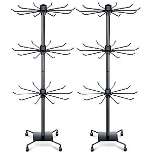 BBTO 2 Pcs Rotating Display Stand Jewelry Display Rack with Hooks Metal Earrings Stand for Vendors Necklace Bracelet Selling(Black,28.35 x 11.81 Inch)