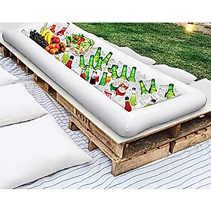 Moon Boat 2 PCS Inflatable Serving/Salad Bar Tray Food Drink Holder - BBQ Picnic Pool Party Buffet Luau Cooler,with a drain plug