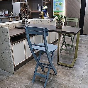 Folding Bar Stool, Counter Height Stool, Dining Chair with Backrest and Footrest, Bamboo, Foldable Outdoor Leisure Chair for Home Kitchen(Green)