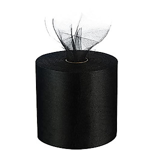 Anivia Tulle Roll 6” by 200 Yards (600 Feet) Tulle Fabric Organza Tulle Spool for Tutu Skirt Sewing Crafting Fabric Baby Shower Halloween Decor Wedding Backdrop Decor Gift Wrapping (Black)