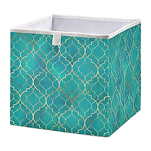 SDMKA Cube Storage Bin Moroccan Texture Fabric Storage Cubes Foldable Storage Baskets Collapsible Cube for Shelf Closet Home Organizers, 11 Inch