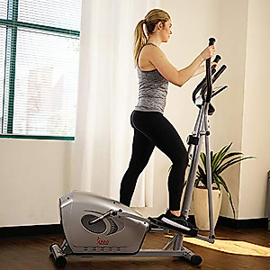 Sunny Health & Fitness Magnetic Elliptical Cross-Trainer with Digital Monitor, Low Impact Workout, and Pulse Sensors - SF-E3607