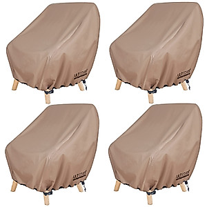 ULTCOVER Waterproof Patio Chair Cover – Outdoor Lounge Deep Seat Single Lawn Chair Cover 4 Pack Fits Up to 28W x 30D x 32H inches