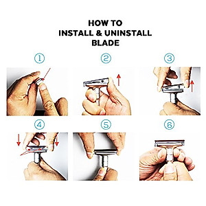 Travel Double Edge Safety Razor, River Lake RZ700 Long Handle Adjustable Classic Safety Shaver Razor (Razor with Protective Case,Brown)