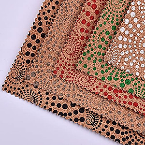 Cork Fabric Faux Leather Sheets LOOGOOL 5PCS A4 Sheet 8x12 inch Spin Spiral Printed Fabric for Bags Earrings DIY Craft Decoration